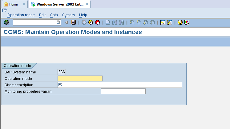 Operation mode – SAPCODES