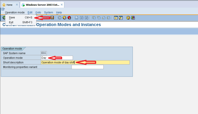 Operation mode – SAPCODES