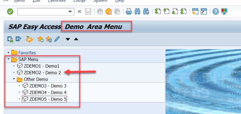 AREA MENU – SAPCODES