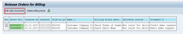 Mass Removal of SD Billing Block – SAPCODES