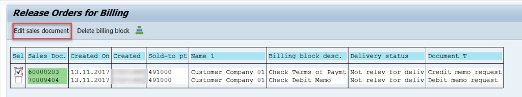 Mass Removal of SD Billing Block – SAPCODES