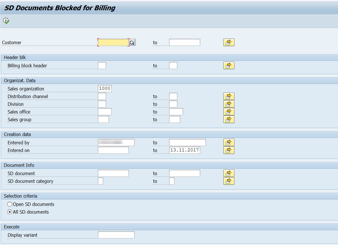 Mass Removal of SD Billing Block – SAPCODES