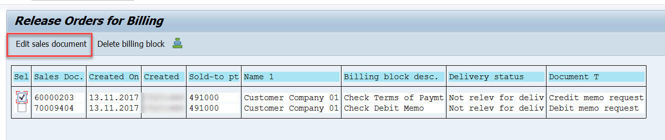 Mass Removal of SD Billing Block – SAPCODES