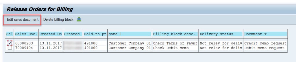 Mass Removal of SD Billing Block – SAPCODES