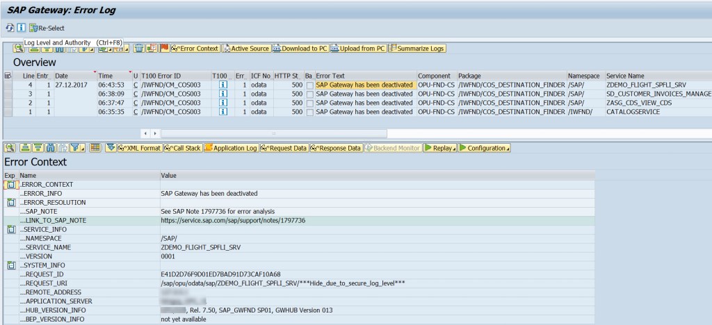 SAP Gateway Error Log – SAPCODES