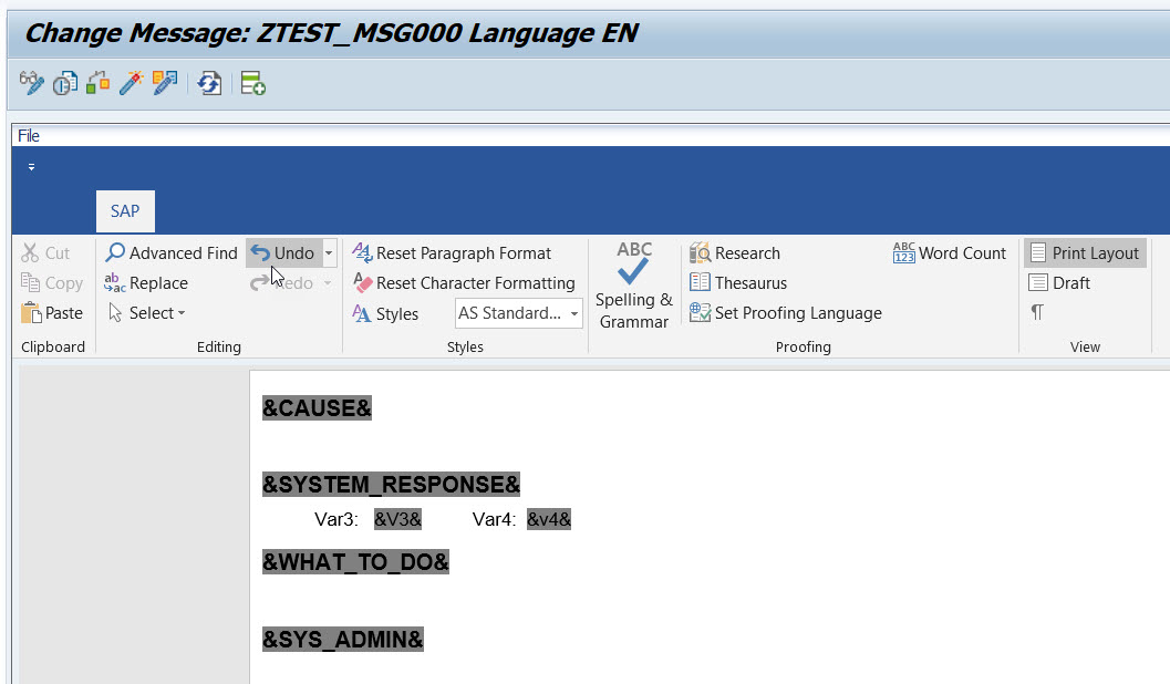 Place Holders in Message Long Text – SAPCODES