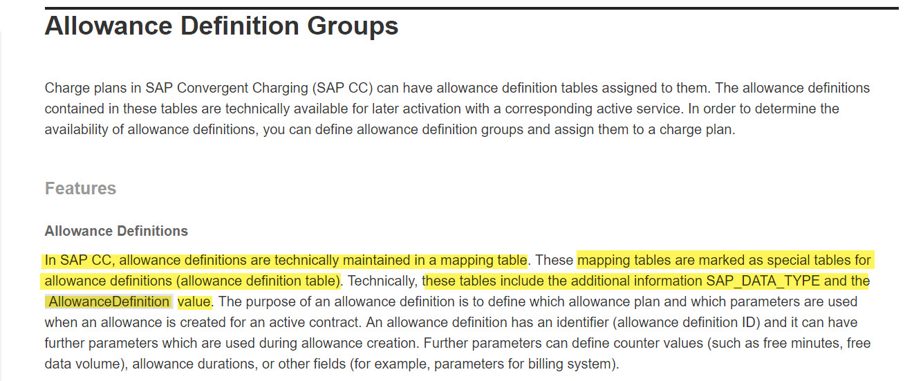 CC- Allowance Mapping Table – SAPCODES