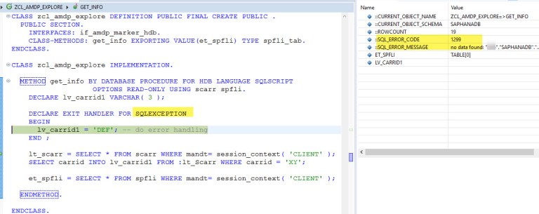 HANA SQL- Exit Handler – SAPCODES