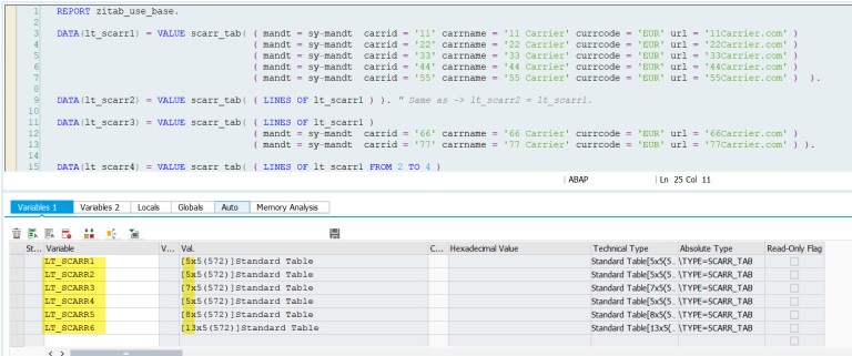 Use of Lines Of & BASE in VALUE- Internal Table – SAPCODES