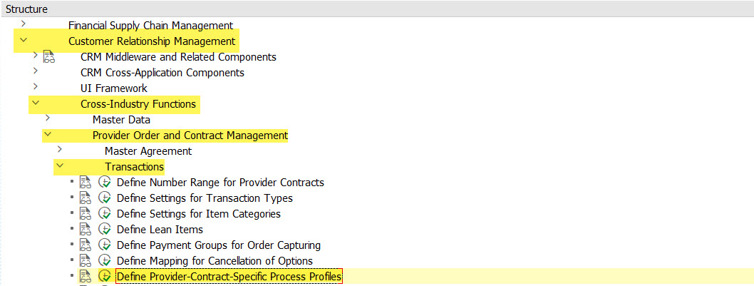 Provider Contract-Change Process Types – SAPCODES