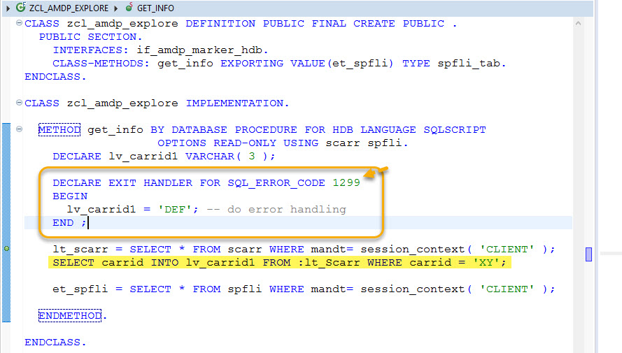 HANA SQL- Exit Handler – SAPCODES