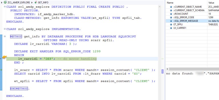 HANA SQL- Exit Handler – SAPCODES