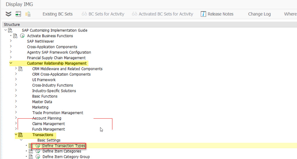 Customizing Provider Transaction Type – SAPCODES