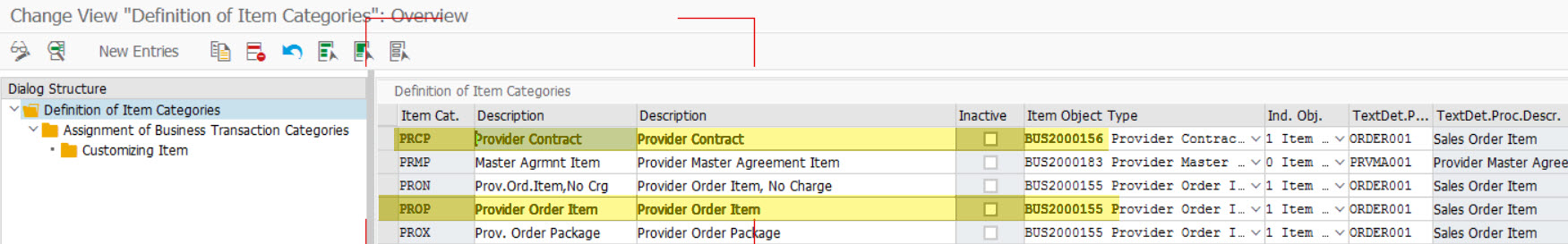 Provider Related Bus Types – SAPCODES