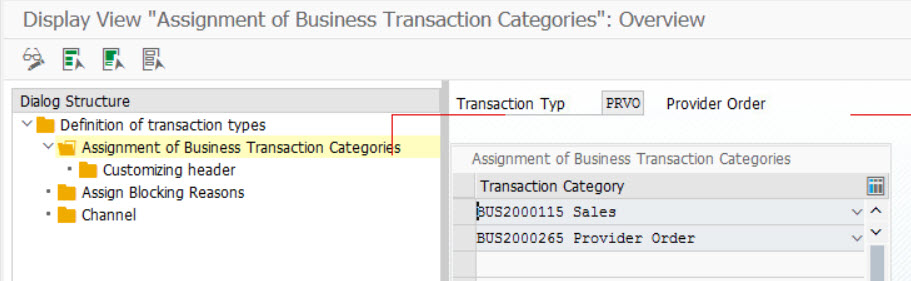 Customizing Provider Transaction Type – SAPCODES