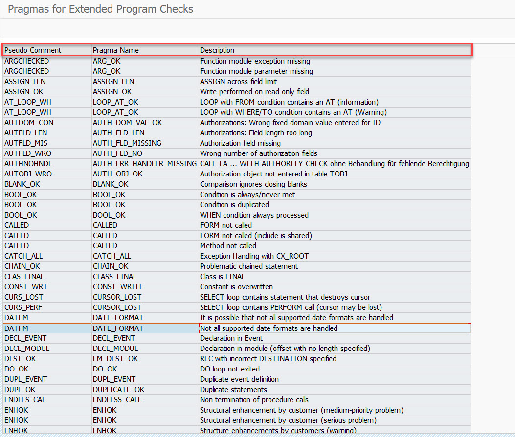 Pragmas – SAPCODES