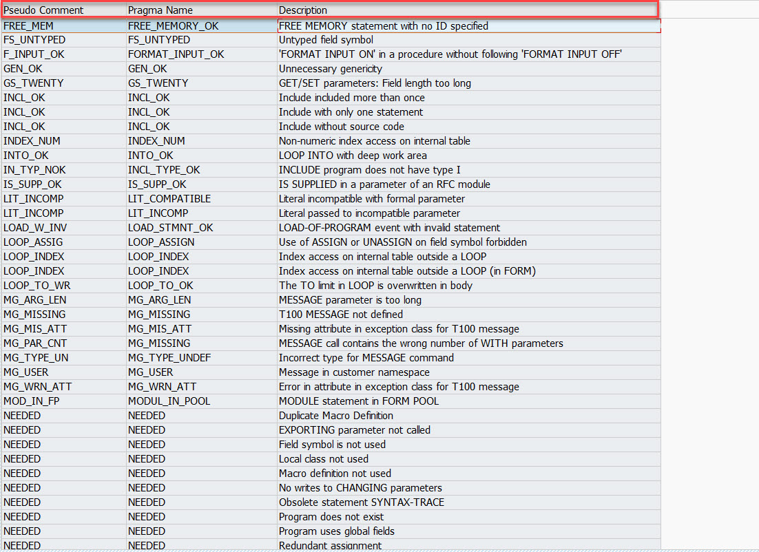Pragmas – SAPCODES