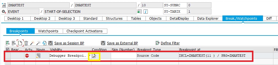 Conditional Breakpoint in SAP ABAP – SAPCODES