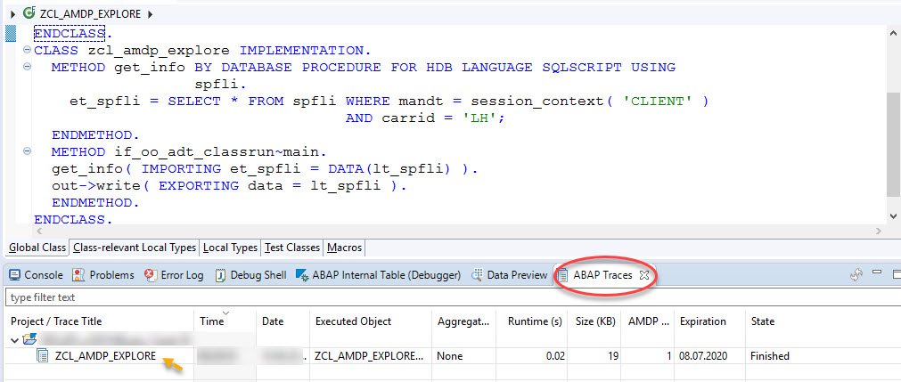 AMDP Trace in ADT/HANA Studio ABAP Console – SAPCODES