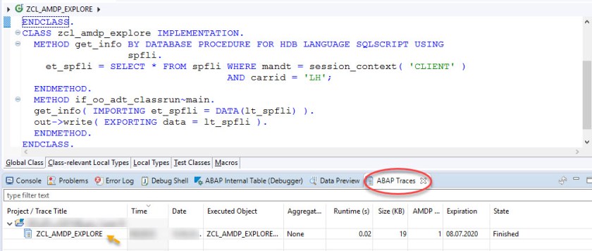 AMDP Trace in ADT/HANA Studio ABAP Console – SAPCODES