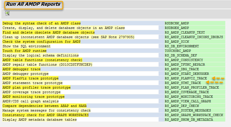 AMDP Utility Reports – SAPCODES
