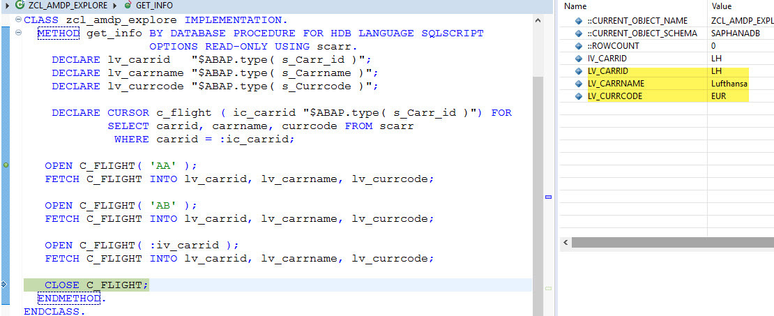 HANA SQL- Cursor – SAPCODES