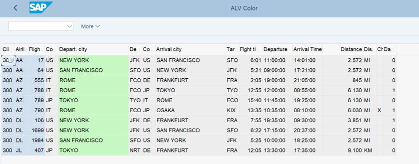 SALV TABLE – COLUMN COLOR – SAPCODES