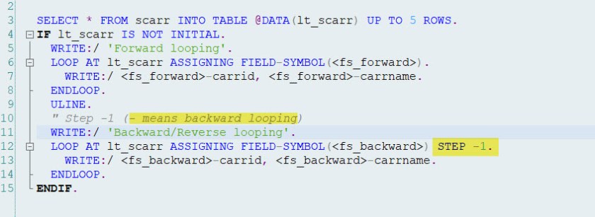 Backward Loop of Internal Table – SAPCODES